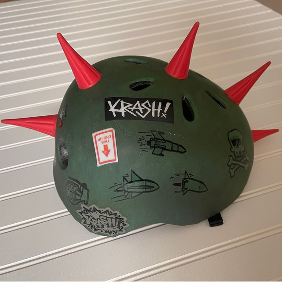 Krash Co | Other | Krash Liberty Spikes Helmet Green Red Ages 8 Kids ...